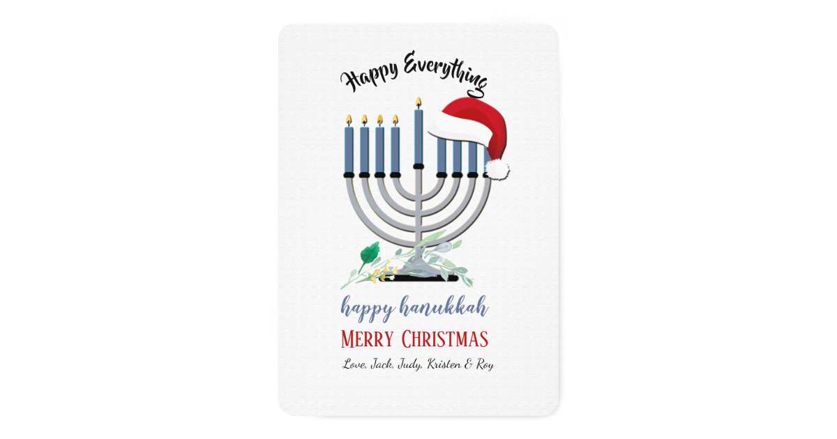 Menorah and Santa Hat Holiday Card | Zazzle.com