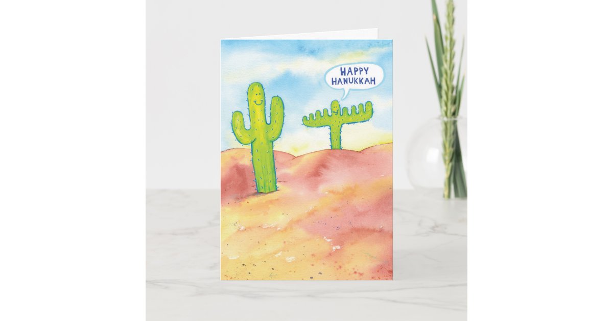 Menorah Cactus Hanukkah Card | Zazzle