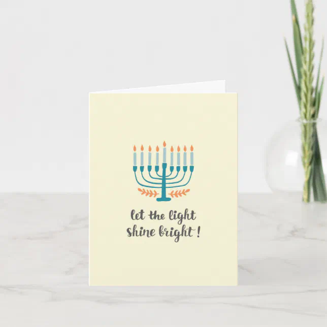 Menorah, Lighted Candles, Let Light Shine Bright Holiday Card | Zazzle