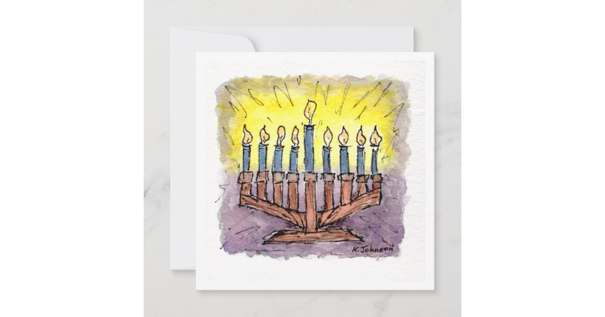 Menorah Watercolor Hanukkah Card | Zazzle
