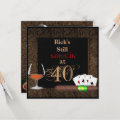 MENS 40th Birthday Cigars,Poker BRANDY INVITATIONS | Zazzle