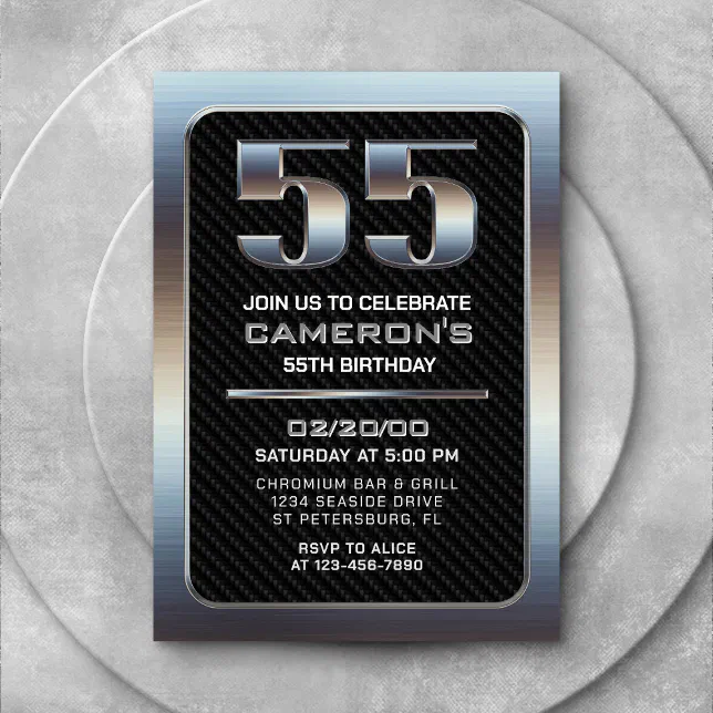 Men's 55th Birthday Invitation | Zazzle