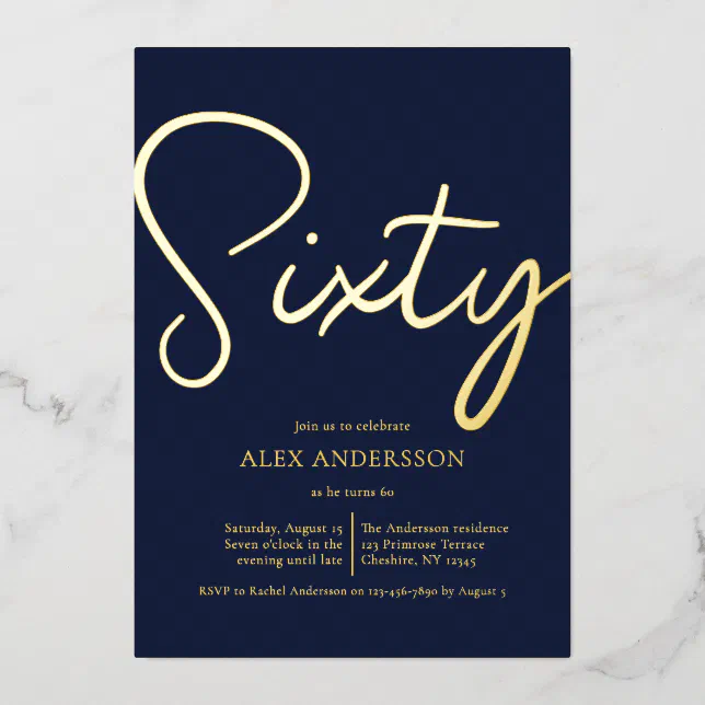 Men's 60th Birthday Party Foil Invitation | Zazzle