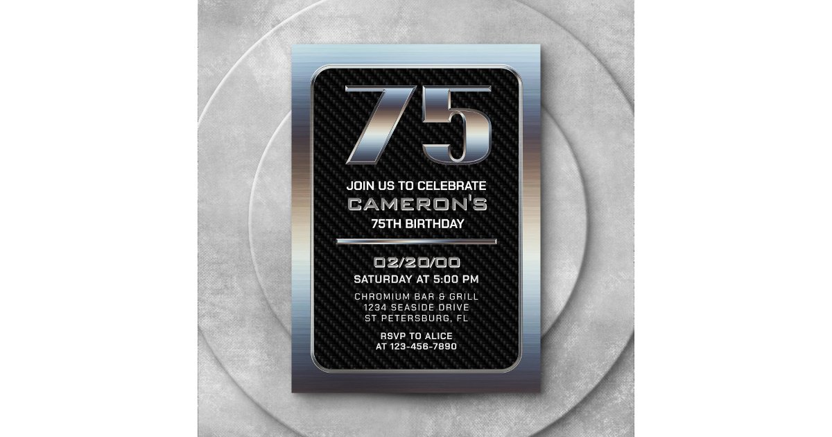 Men's 75th Birthday Invitation | Zazzle