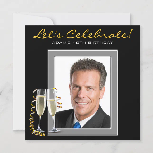 Mens Any Number Photo Birthday Party Invitation | Zazzle