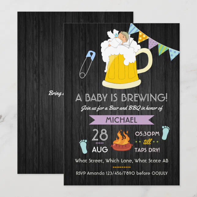 Men's Baby Shower Dadchelor Beer and BBQ Party Invitation | Zazzle