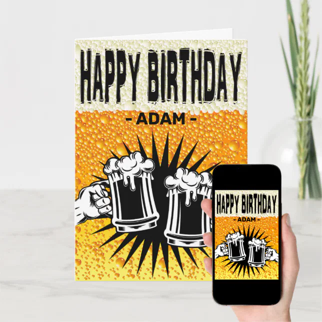 Men's Beer Background Happy Birthday Card | Zazzle