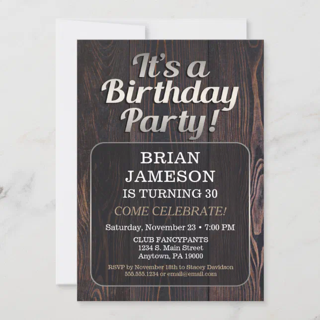 Mens Birthday Party Invitation For Man Adult Male | Zazzle
