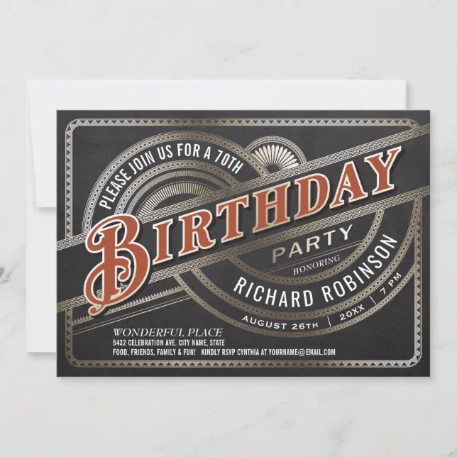 Men's Birthday Party Invitations - Retro Vintage | Zazzle