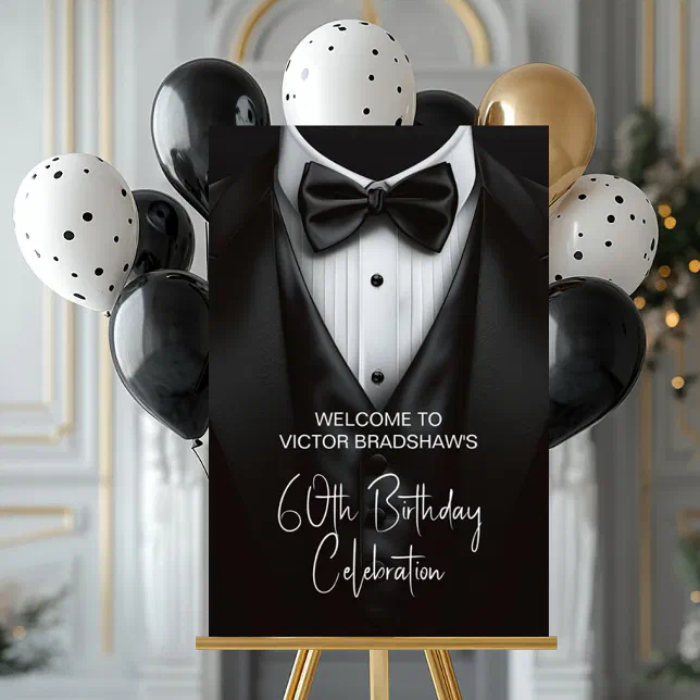 Mens Black White Tuxedo Welcome Sign | Zazzle