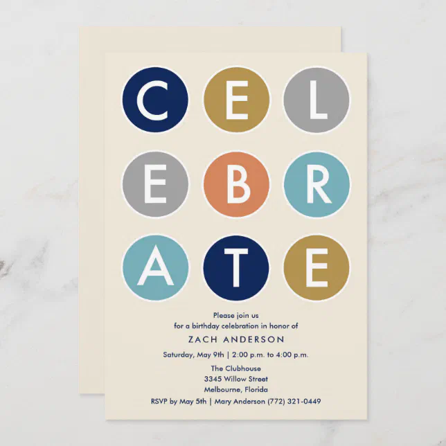 Men's Celebrate Birthday Party Invite | Zazzle