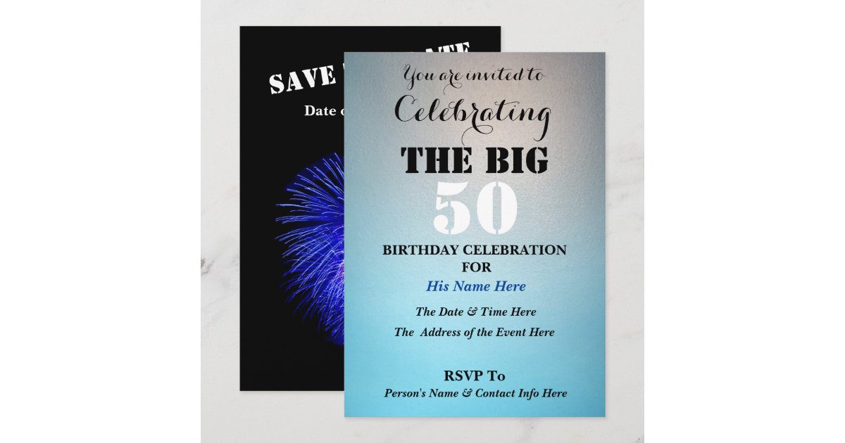 Men's - Celebrating THE BIG 50 - Invitation | Zazzle