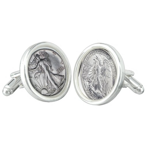 Men's Cuff-links Walking Liberty Half Dollar Cufflinks | Zazzle