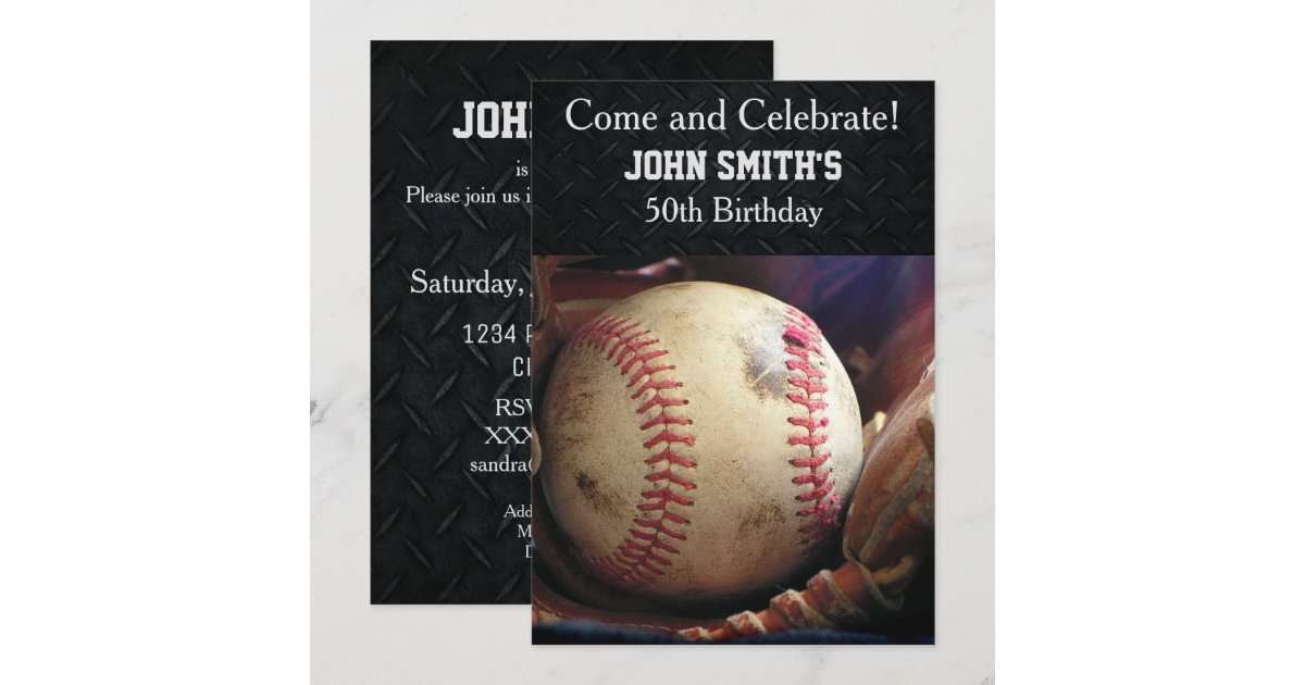 Men's Custom Baseball Birthday Invitations | Zazzle.com