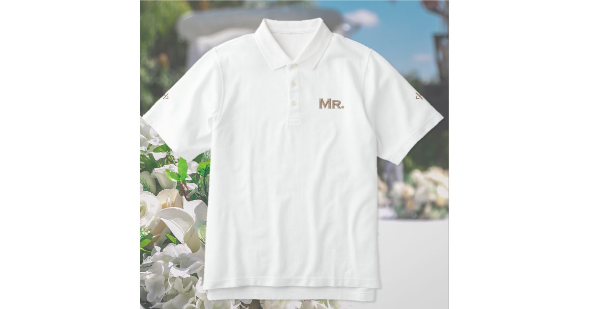 Men's Embroidered Monogram Wedding Polo | Zazzle