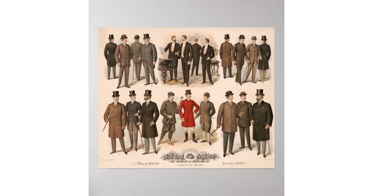 Men's fashion fall and winter 1895 poster | Zazzle
