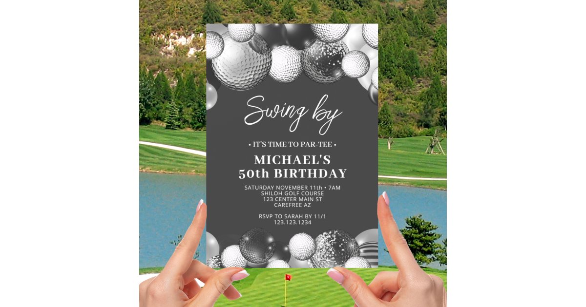Men's Golf Partee Swing By Birthday Invitation | Zazzle
