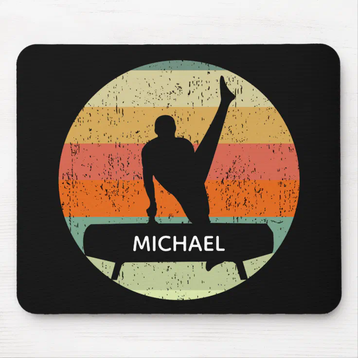 Mens Gymnastics Male Gymnast Sunset Monogram Mouse Pad | Zazzle