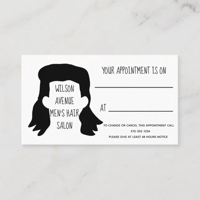 Mens Hair Salon Barber Mullet Appointment Business Card | Zazzle