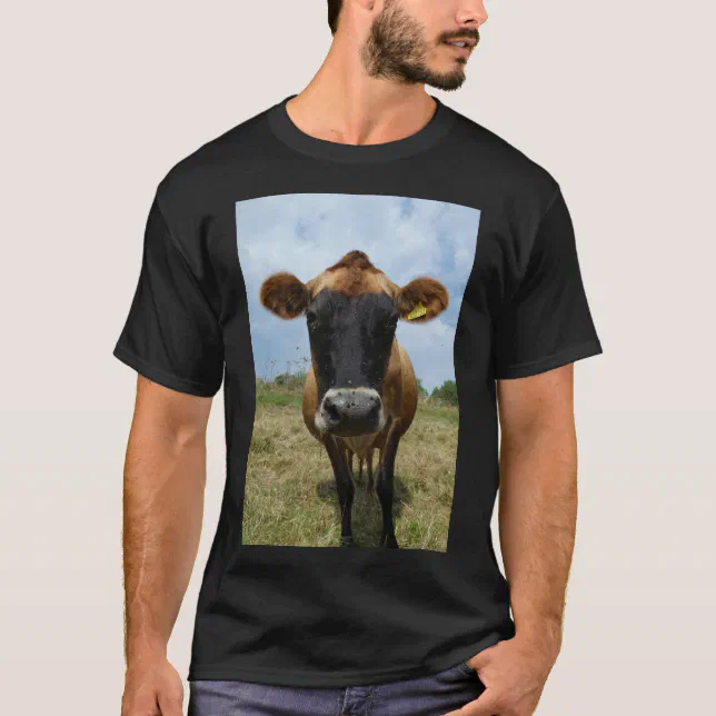 Mens' Jersey cow T-shirt black | Zazzle