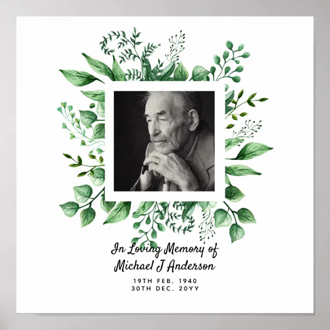 Mens Memorial Gift Bereavement Photo Loving Memory Poster | Zazzle