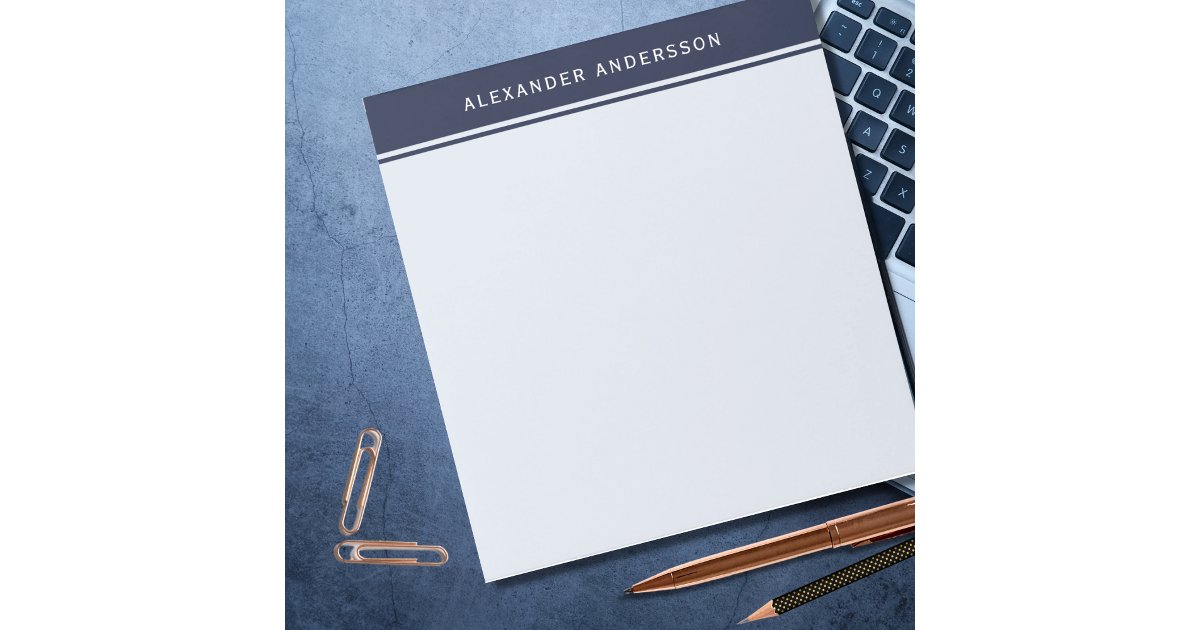 Men's Modern Navy Blue Notepad | Zazzle