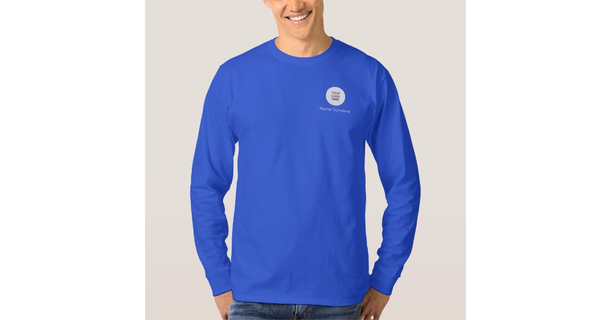 Mens Modern Tee Shirts Deep Royal Blue Add Logo | Zazzle