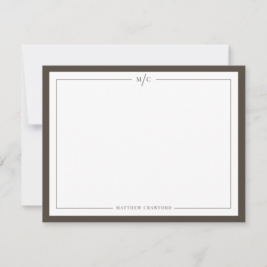 Mens Monogram Note Card | Zazzle