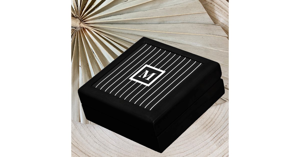 Mens Monogrammed Jewelry Boxes in Black | Zazzle