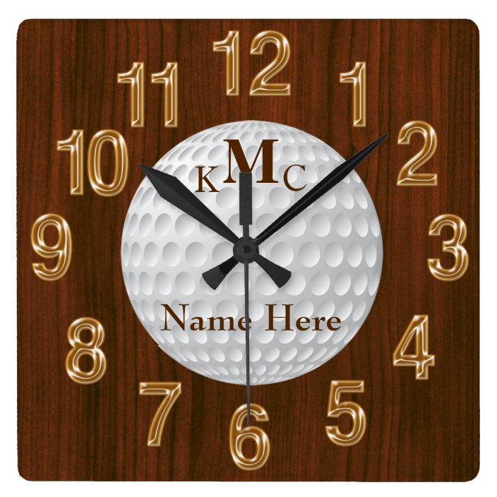 Men's Personalized Golf Clock on Faux Cherry Wood | Zazzle.com