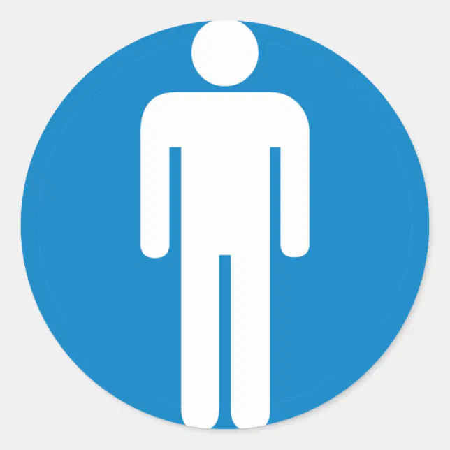 Men's Restroom Highway Sign Classic Round Sticker | Zazzle