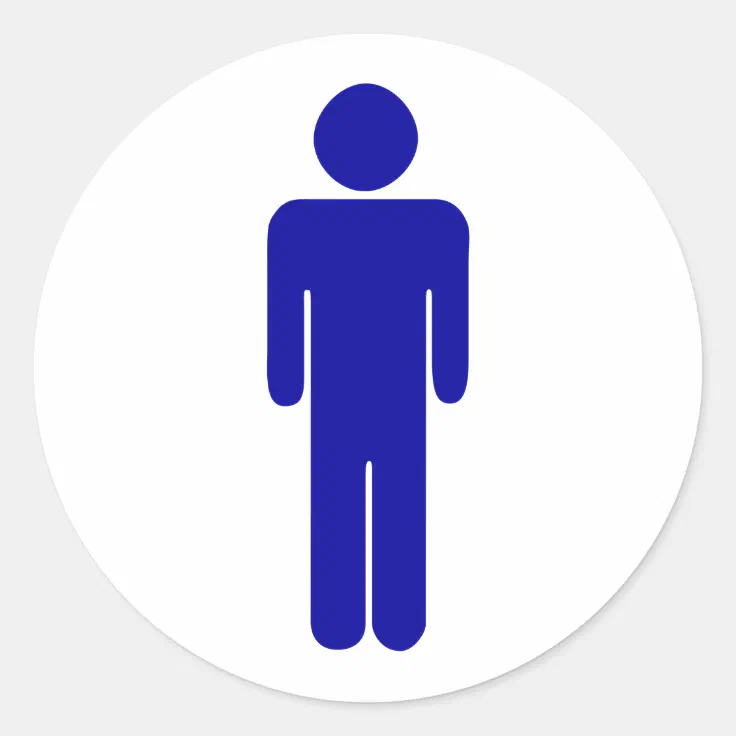 Mens Restroom or Bathroom Sign Classic Round Sticker | Zazzle