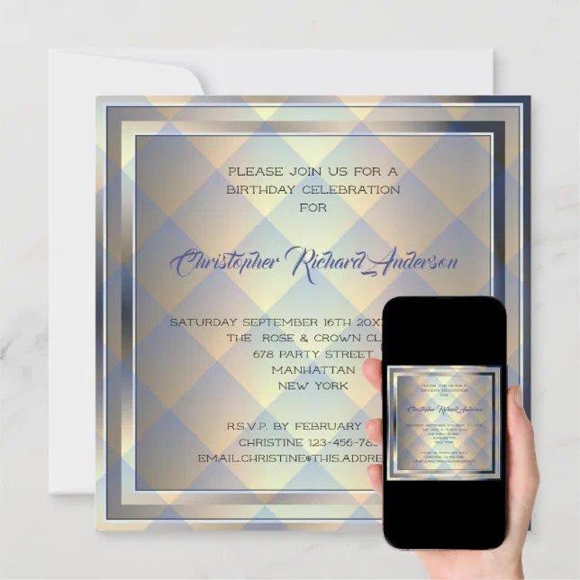 Men's Smart Birthday Party Contemporary Design Invitation | Zazzle