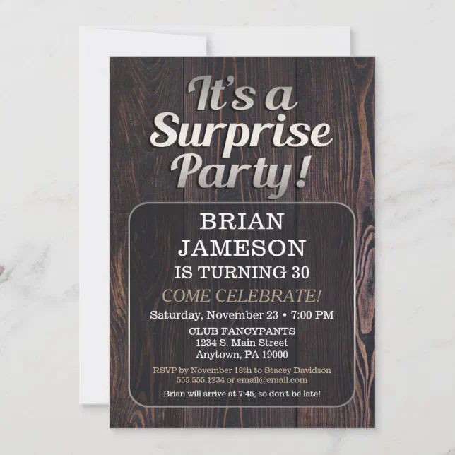 Mens Surprise Party Invitation For Man Adult Male | Zazzle