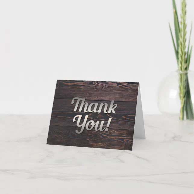 Mens Thank You Card Wood Rustic Brown Country | Zazzle