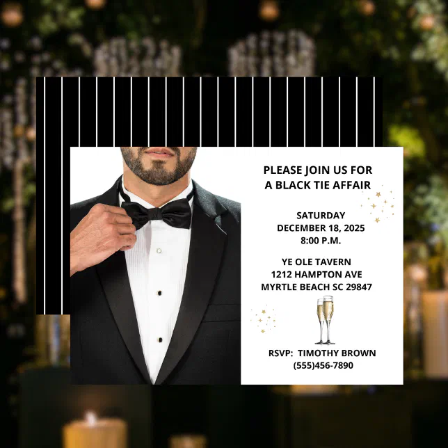 Men's Tuxedo Black Tie Affair Party Ball Invitation | Zazzle