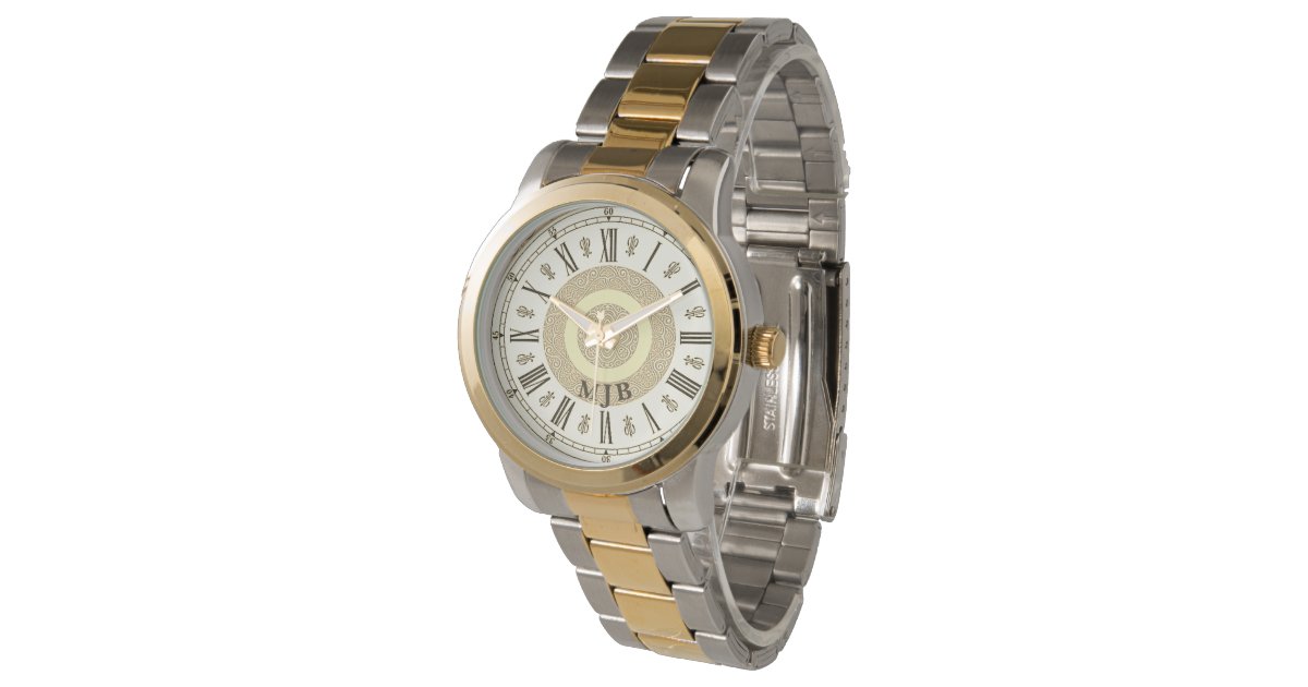 Men's Vintage Antique Style Monogram Roman Numeral Watch | Zazzle