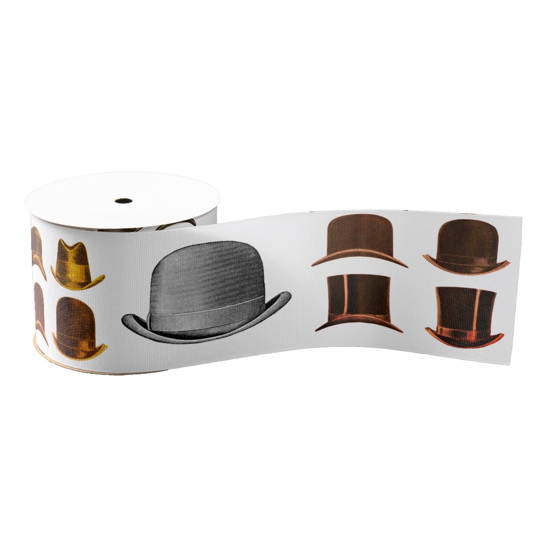 Men's Vintage Hats Pattern Grosgrain Ribbon | Zazzle