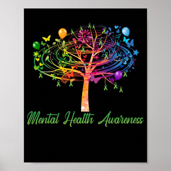 Mental Health Awareness Tree Ribbon Poster | Zazzle