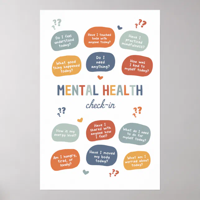 Mental Health Check-In BoHo Classroom Poster | Zazzle
