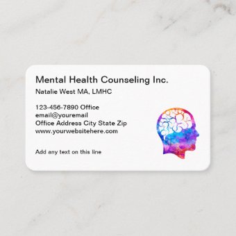 Mental Health Counseling Psychotherapy Business Card | Zazzle