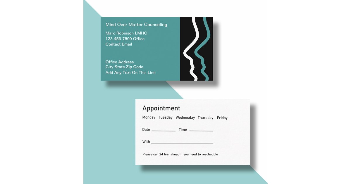Mental Health Counselor Appointment Cards | Zazzle