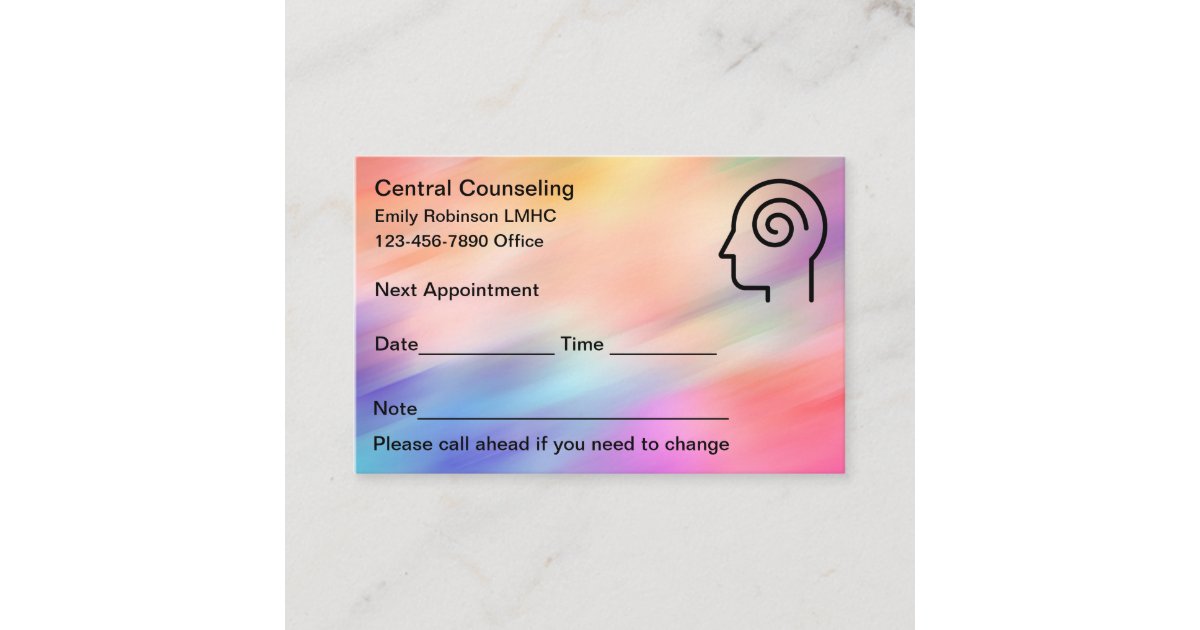 Mental Health Counselor Appointment Cards | Zazzle