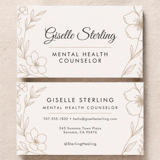 Mental Health Counselor Botanical Floral Business Card | Zazzle