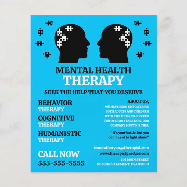 Mental Health Design, Psychotherapist, Therapy Flyer | Zazzle