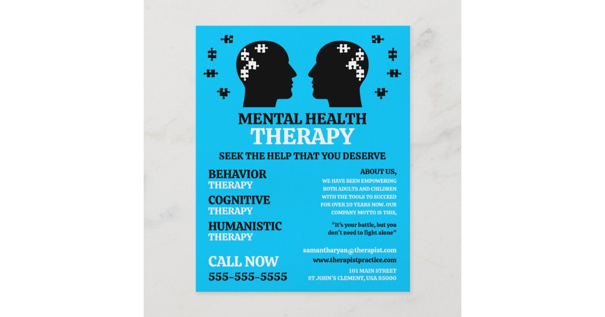 Mental Health Design, Psychotherapist, Therapy Flyer | Zazzle
