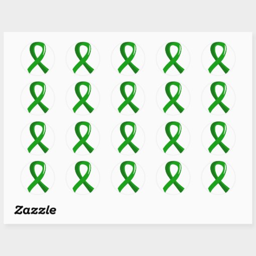 Mental Health Green Ribbon 3 Classic Round Sticker | Zazzle