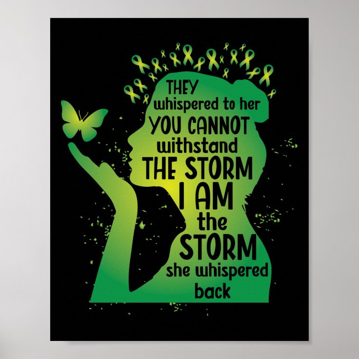 Mental Health Green Ribbon Butterfly Poster | Zazzle