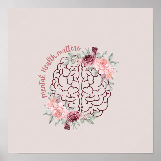 Mental Health Matters | Rosa Mind Side | Aesthetic Poster | Zazzle