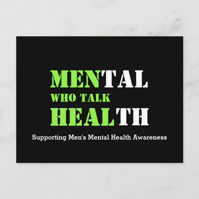Mental Health MEN WHO TALK HEAL Custom Support Postcard | Zazzle